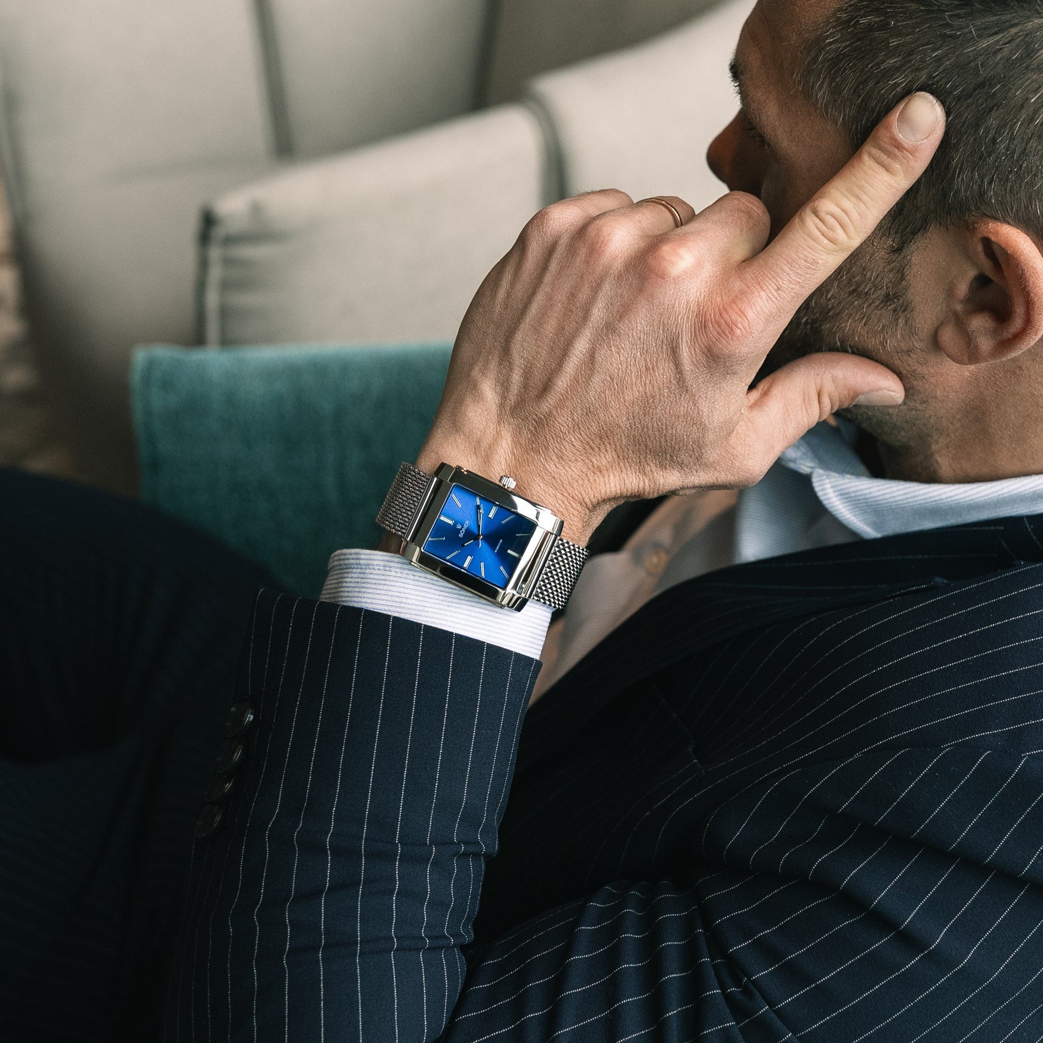 Premium Blue Dial Square Watches – Elegant & Bold Timepiece